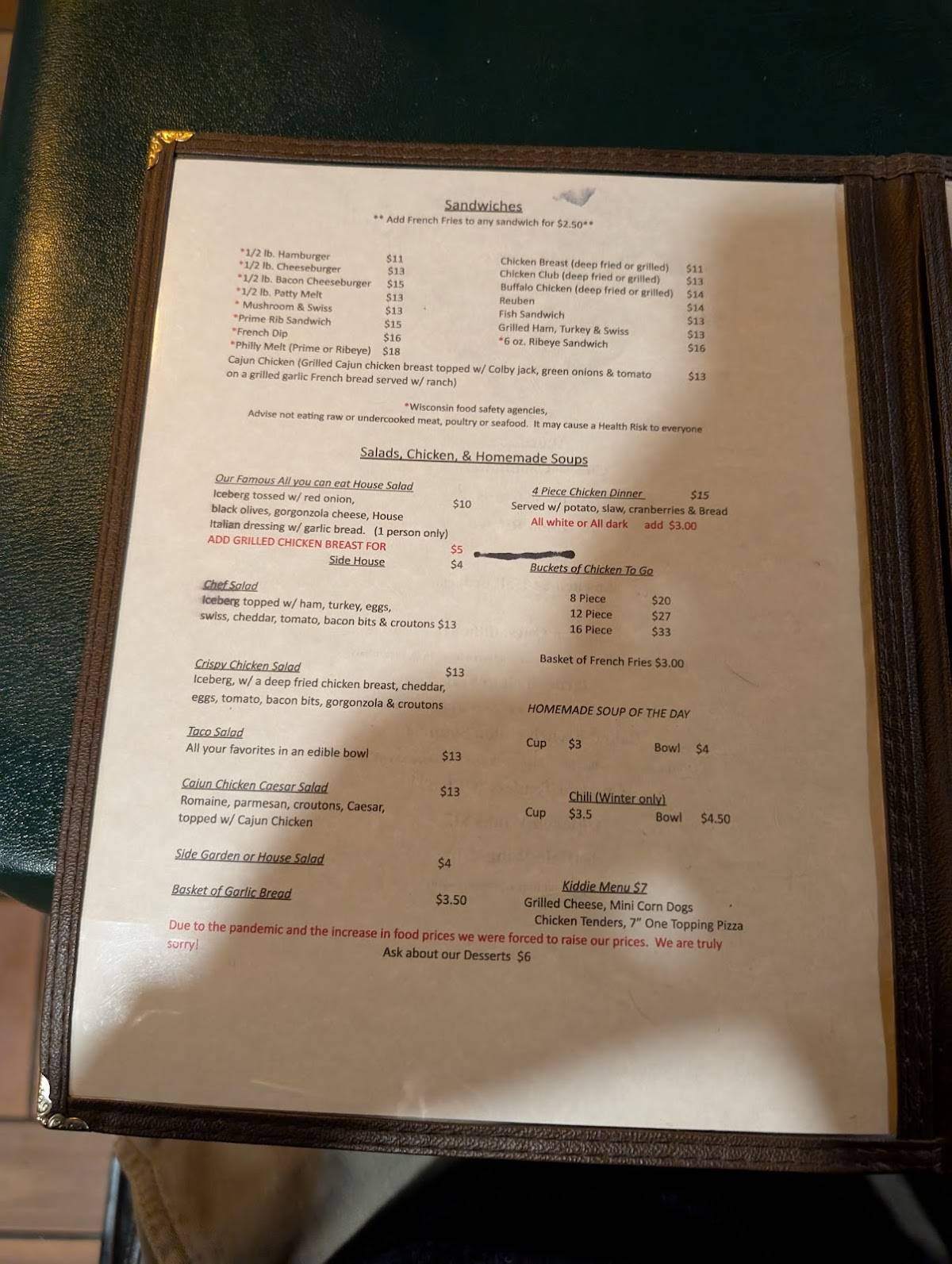Menu at Heart Breakers pub & bar, Antigo