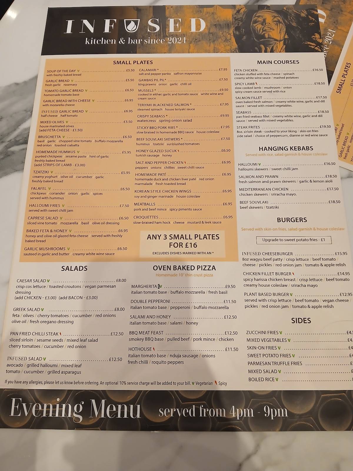 Menu at Infused pub & bar, Cheadle