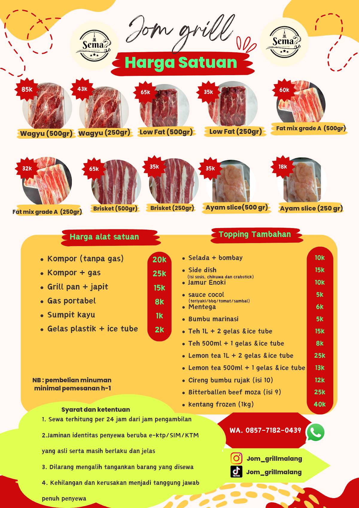 Menu at Jom Grill Malang Batu pub & bar, Malang