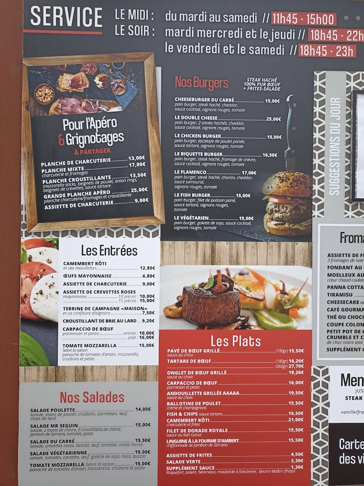 Menu au Le Carré pub et bar, Lorient