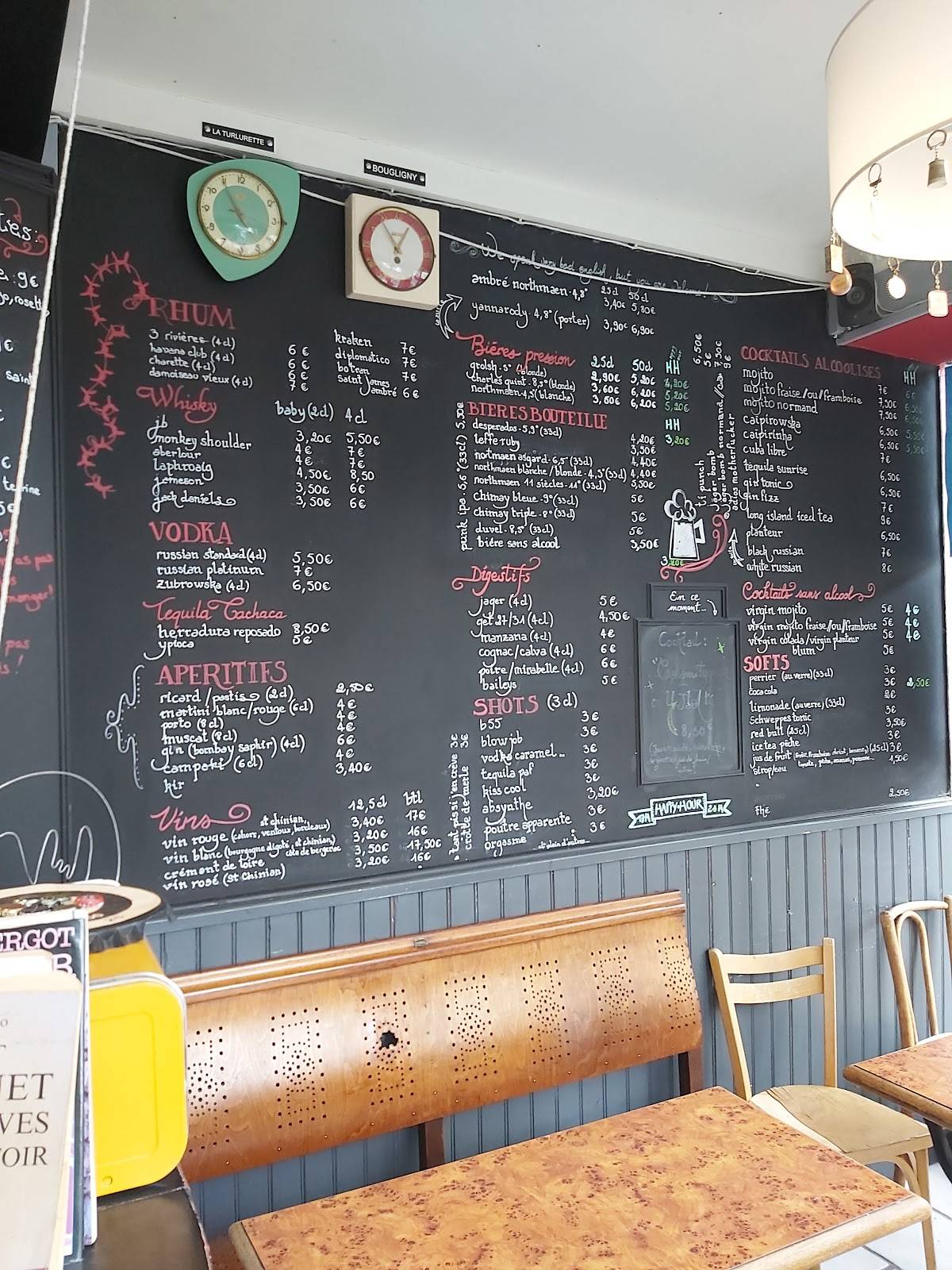 Menu au Le Merle Moqueur pub et bar, Le Havre