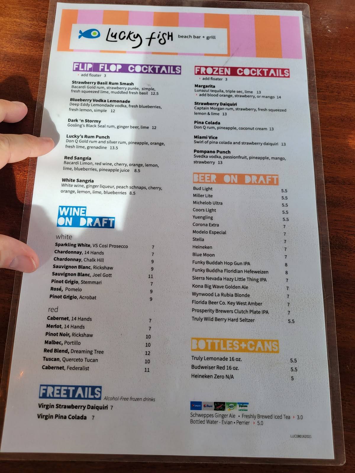 Menu at Lucky Fish Beach Bar + Grill, Pompano Beach