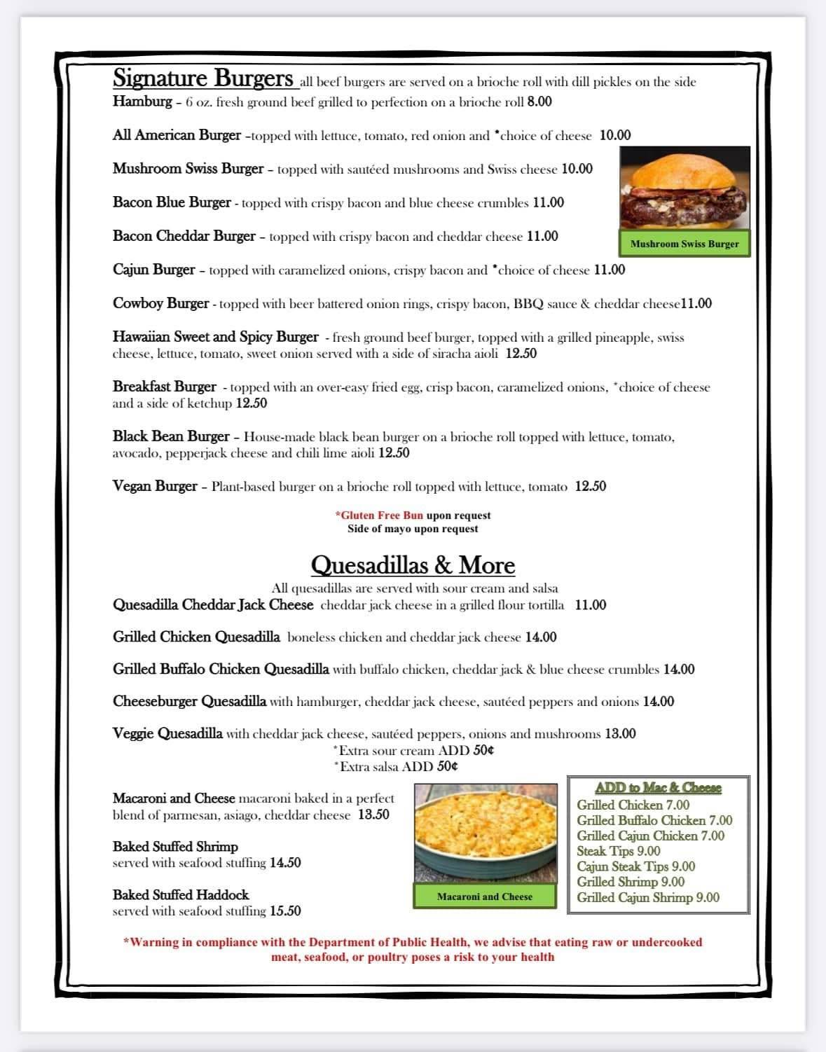 Menu at Main Street Bar & Grille, Greenfield