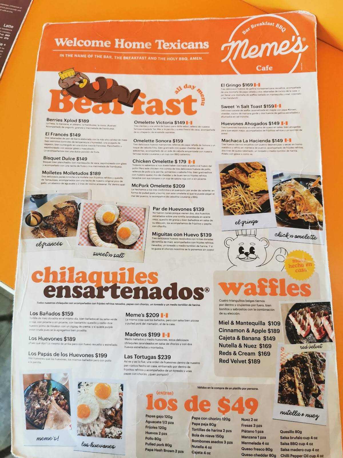 Carta de Meme's Cafe, Monterrey, Av. Francisco I. Madero 2201-Pte