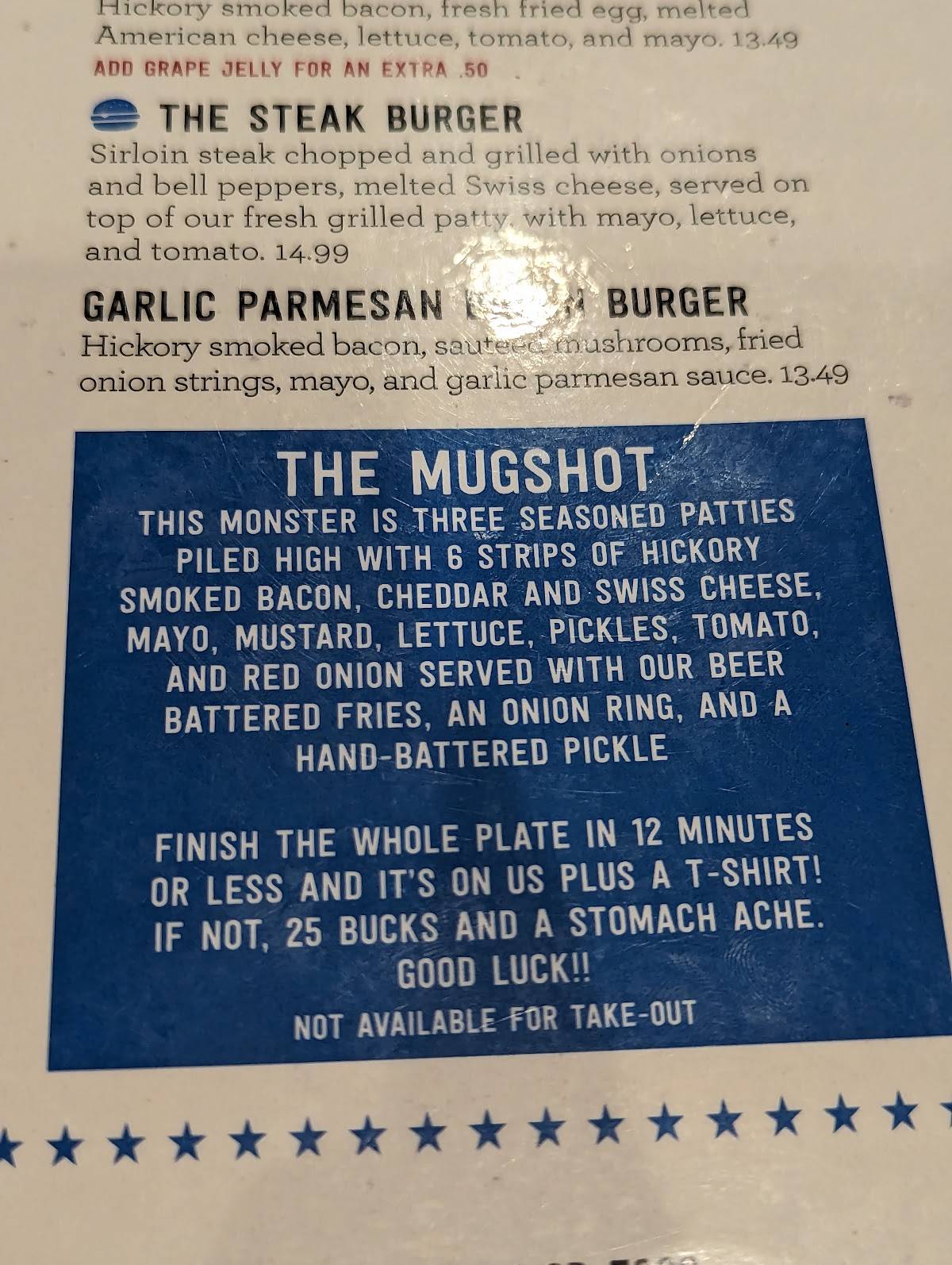Menu at Mugshots Grill and Bar - Biloxi. MS, Biloxi, 130 Main St