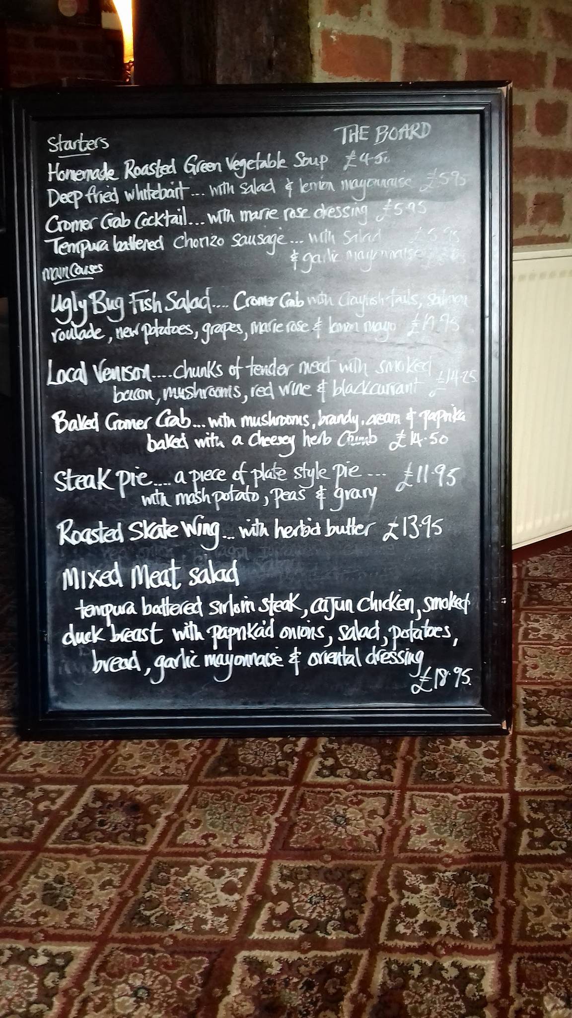 Menu at The Barking Buck, Barford
