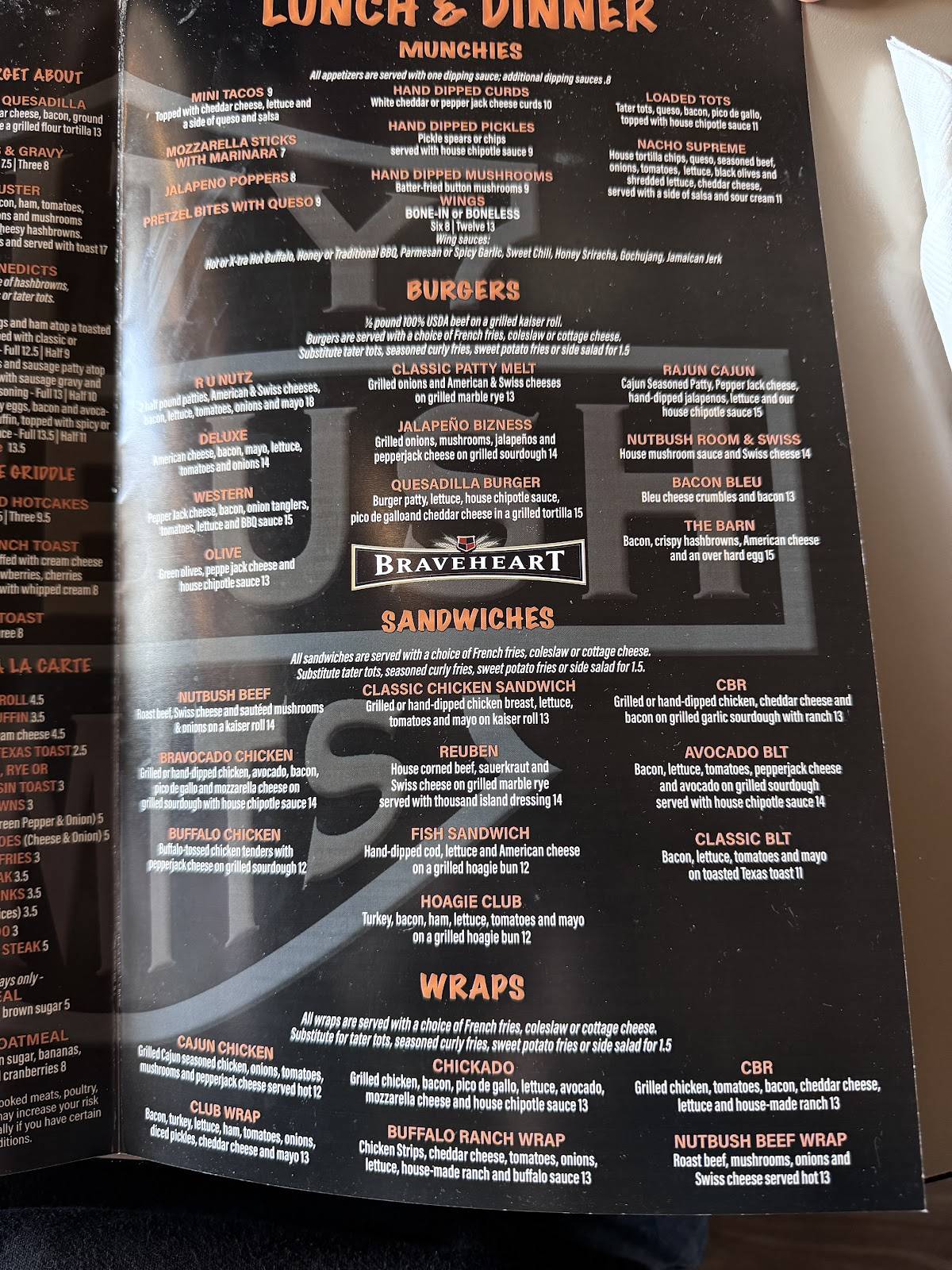 Menu at Nutbush City Limits pub & bar, La Crosse