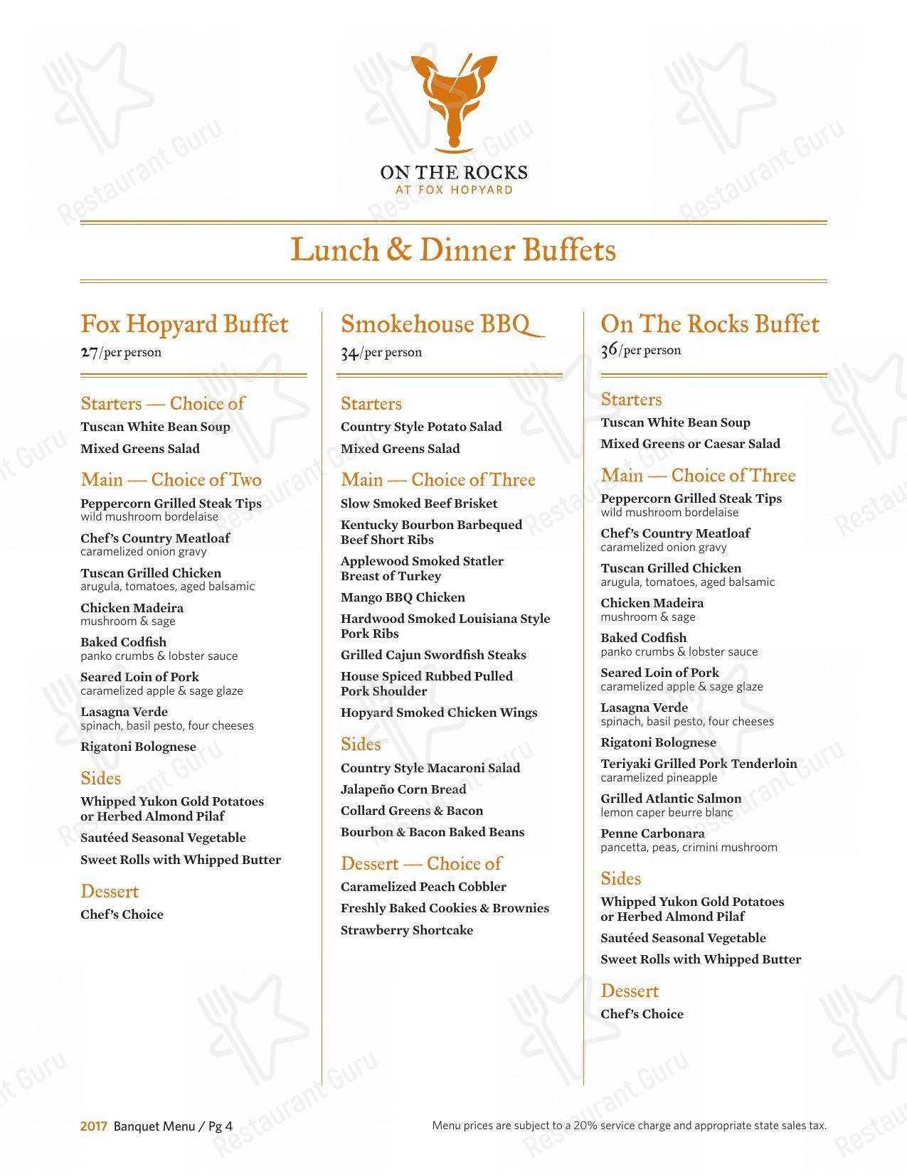 Menu at Fox Hopyard On the Rocks Restaurant, East Haddam