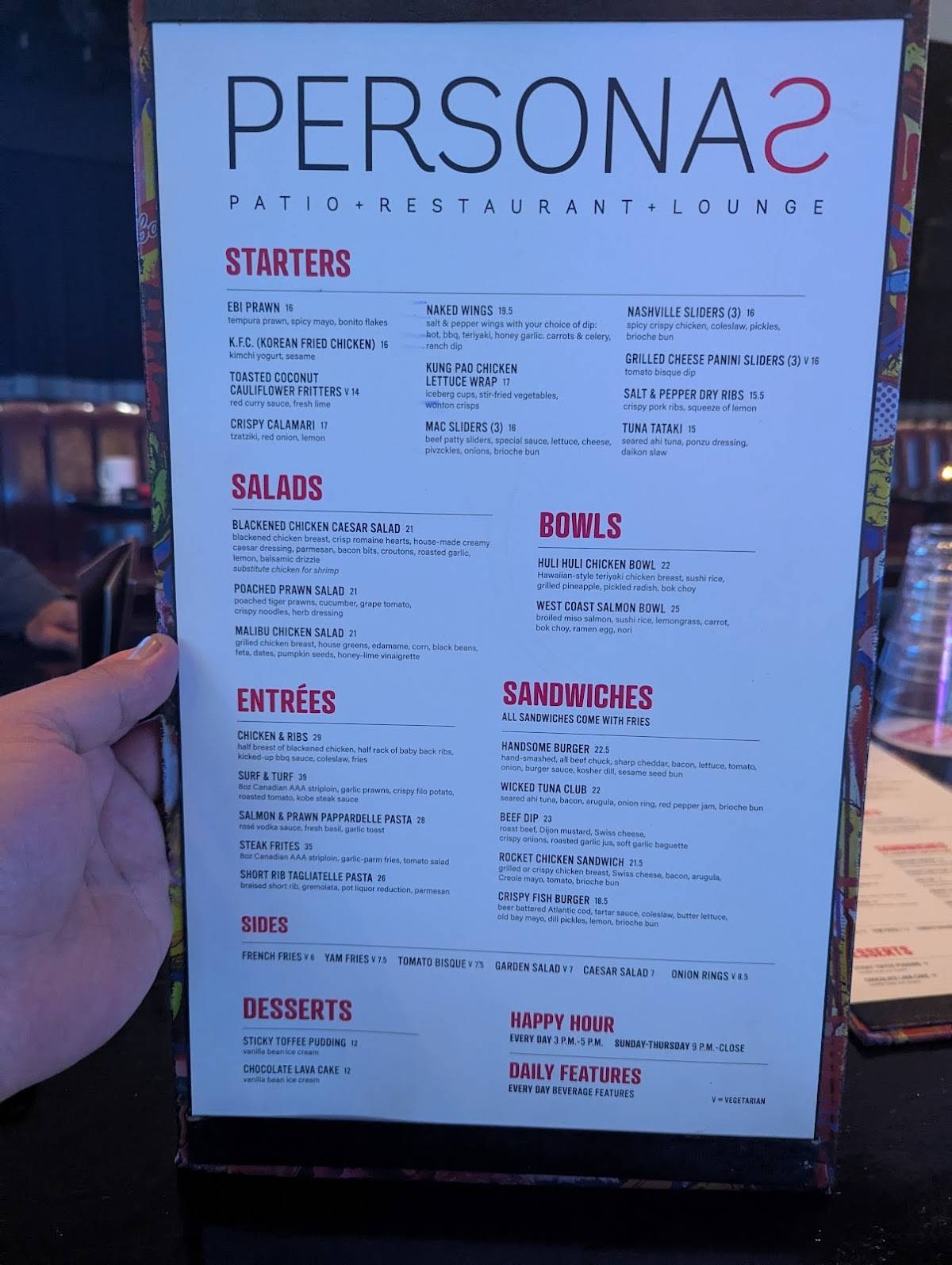 Menu at Personas Patio Restaurant And Lounge, Burnaby