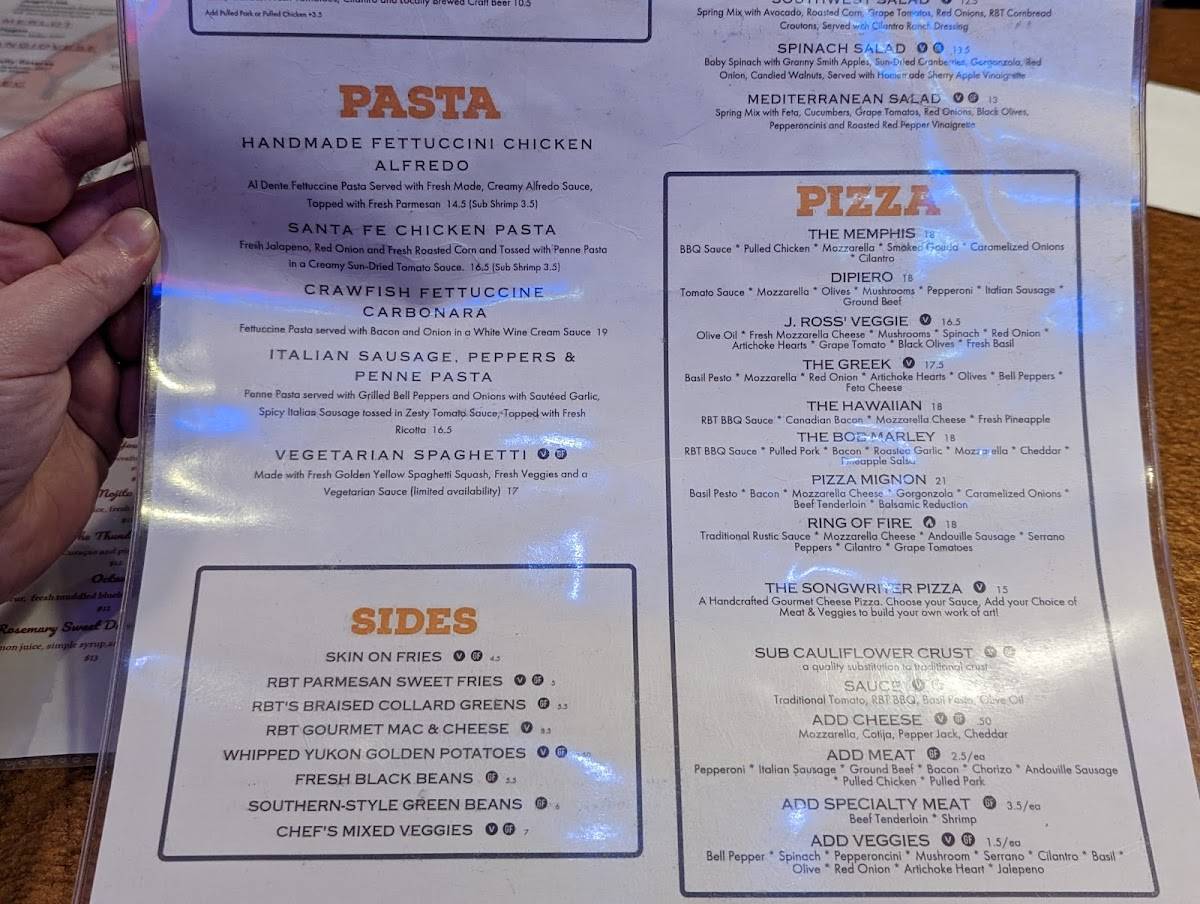 Menu at Red Brick Tavern restaurant, Conroe, 119 Simonton St