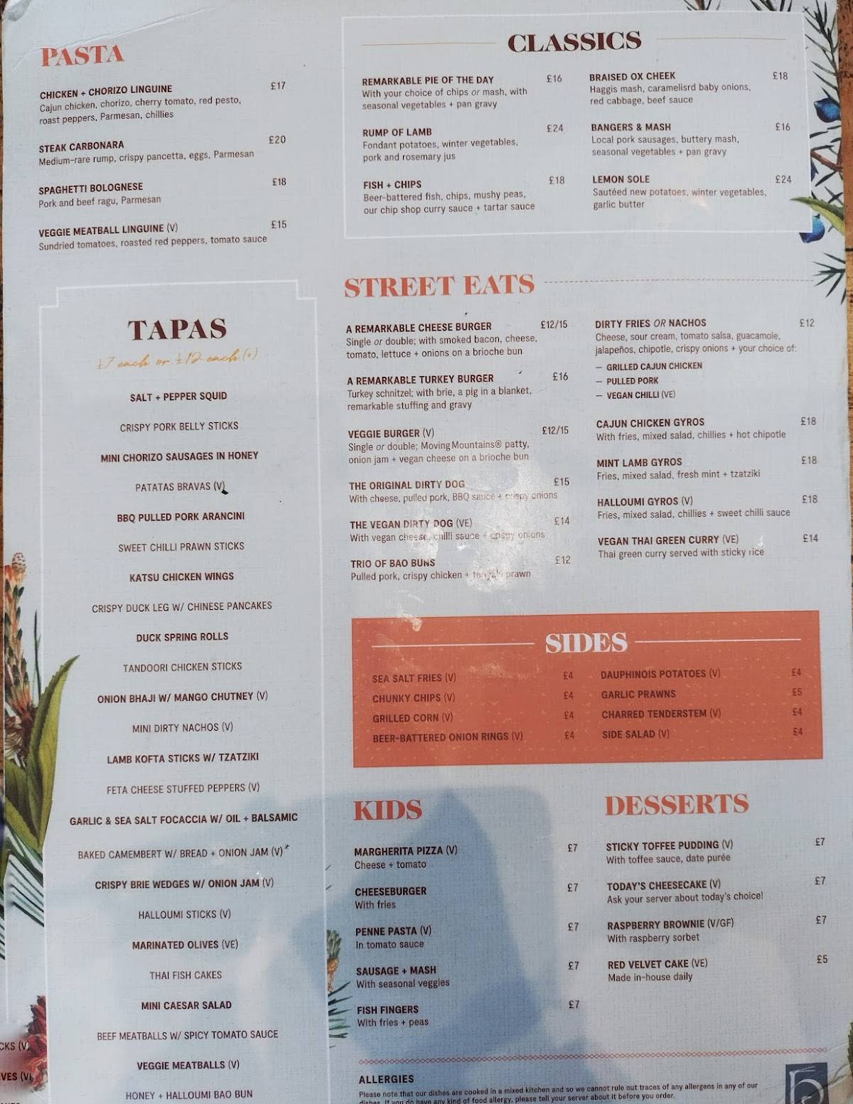 Menu at Remarkable Hare pub & bar, Matlock