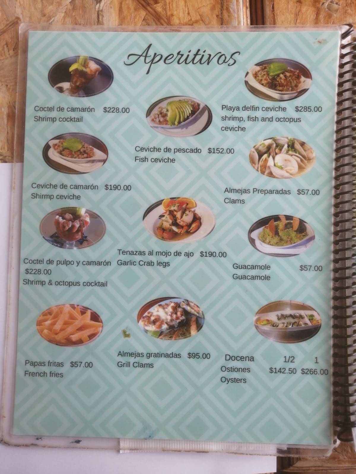 Menu at Restaurant-bar Playa Delfin, Puerto Nuevo, Calle