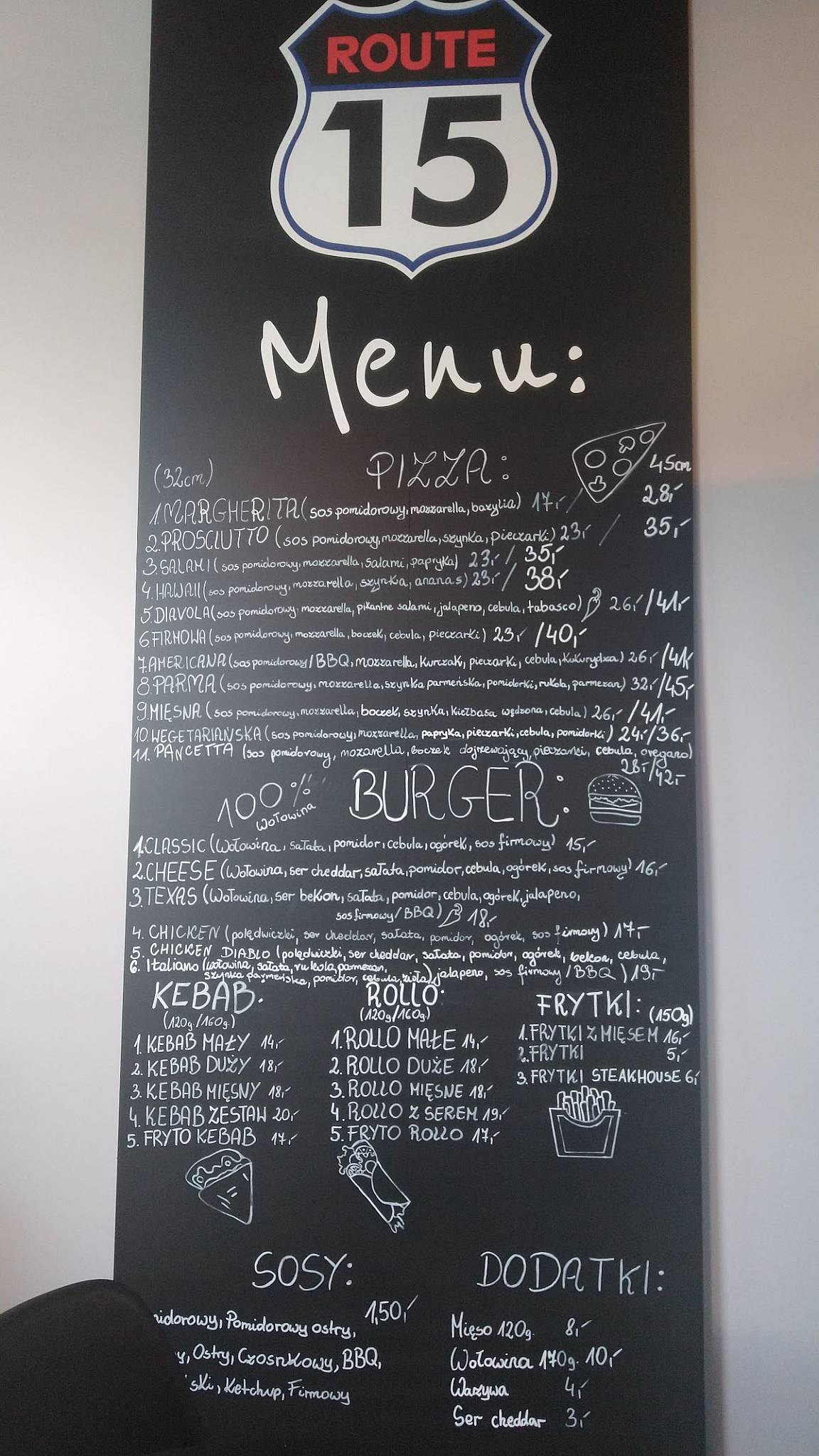 Menu at Route 15 pub & bar, Gruczno
