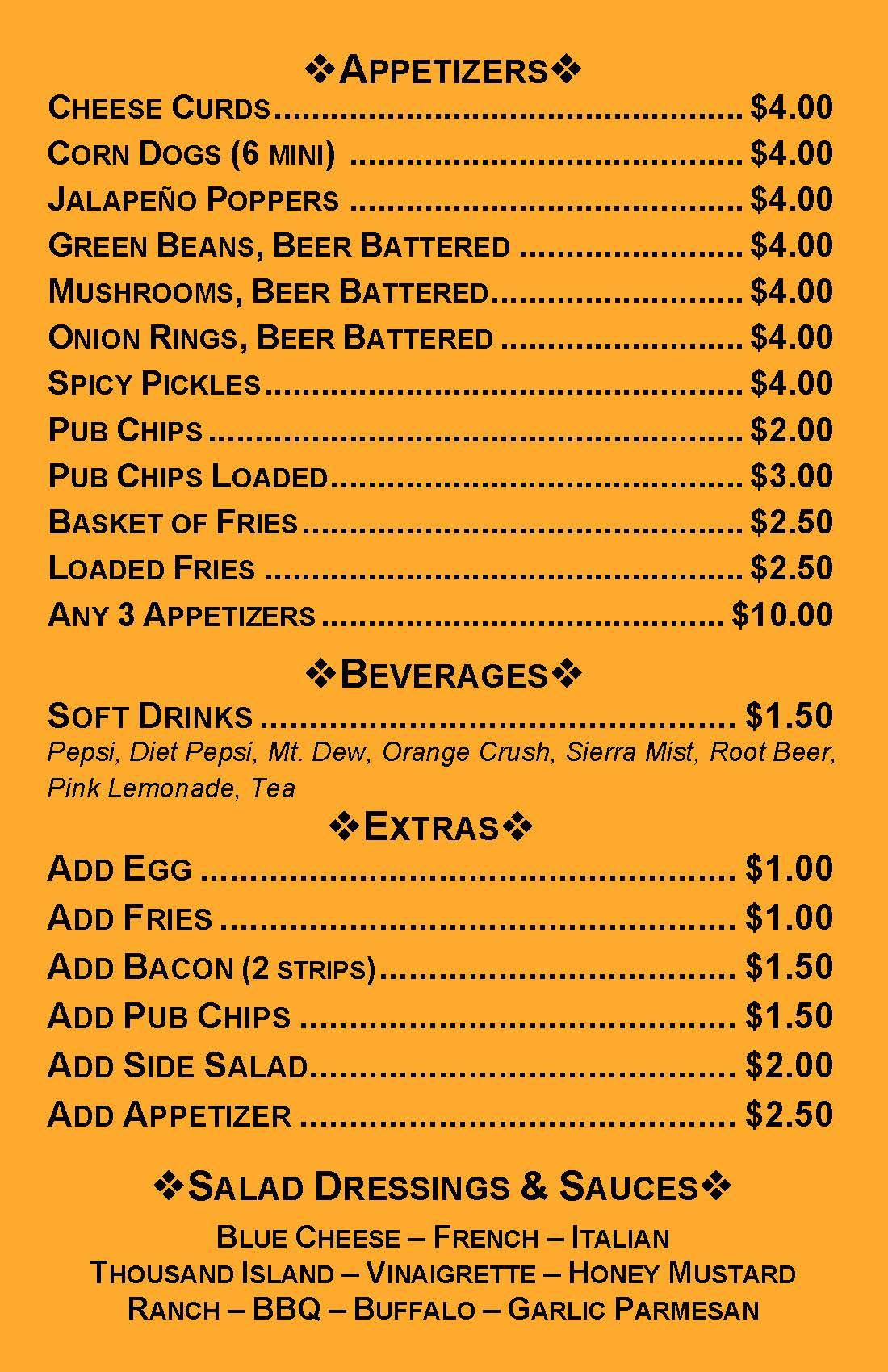 Menu at Route 45 Wayside pub & bar, Pesotum, 101 S Chestnut St