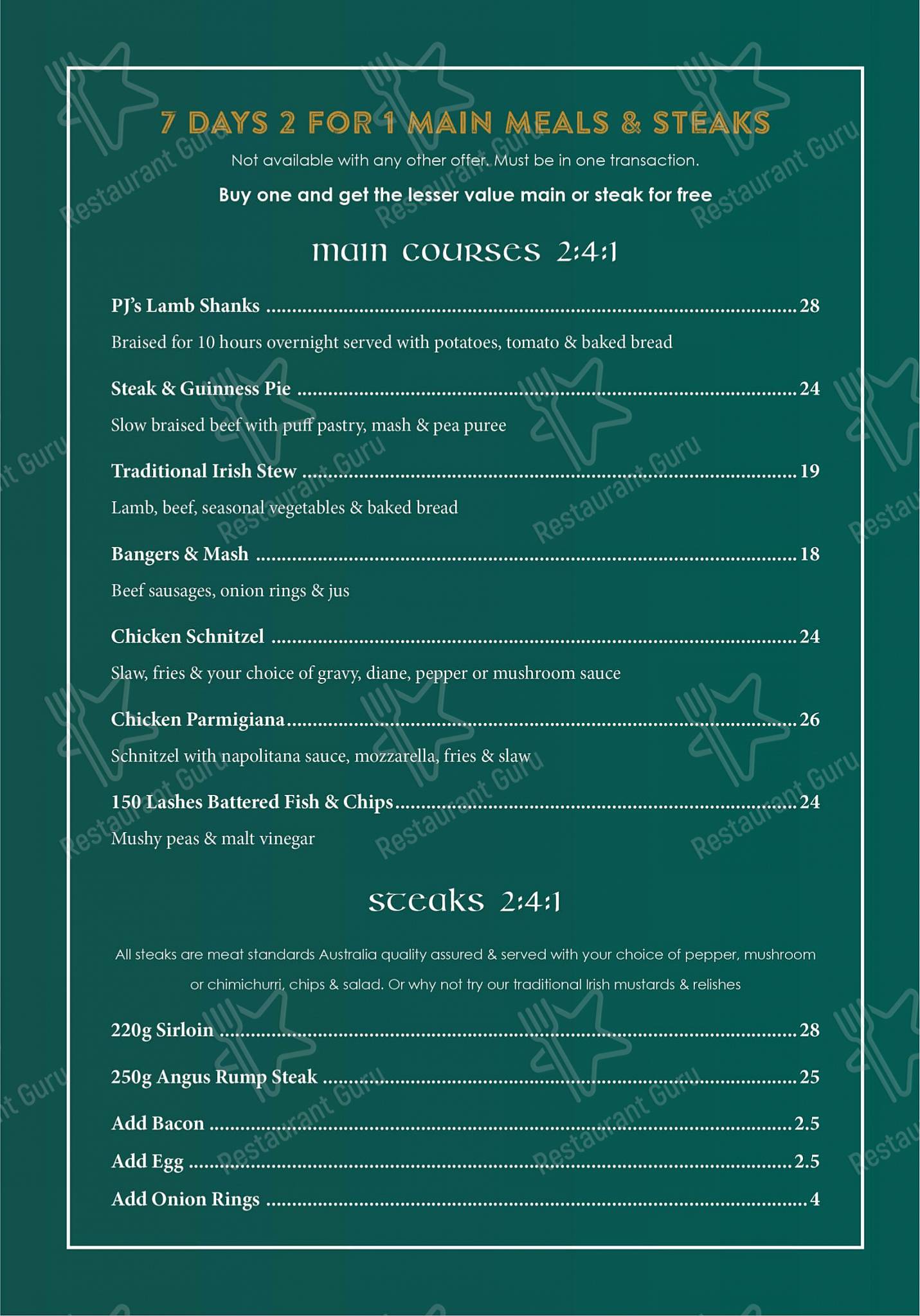 Menu at Royal Hotel Ryde pub & bar, Ryde
