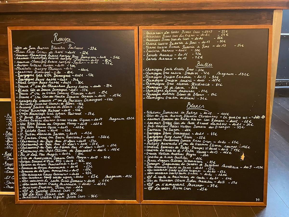 Menu au Sans jeu de mots - Wine bar, Nivelles