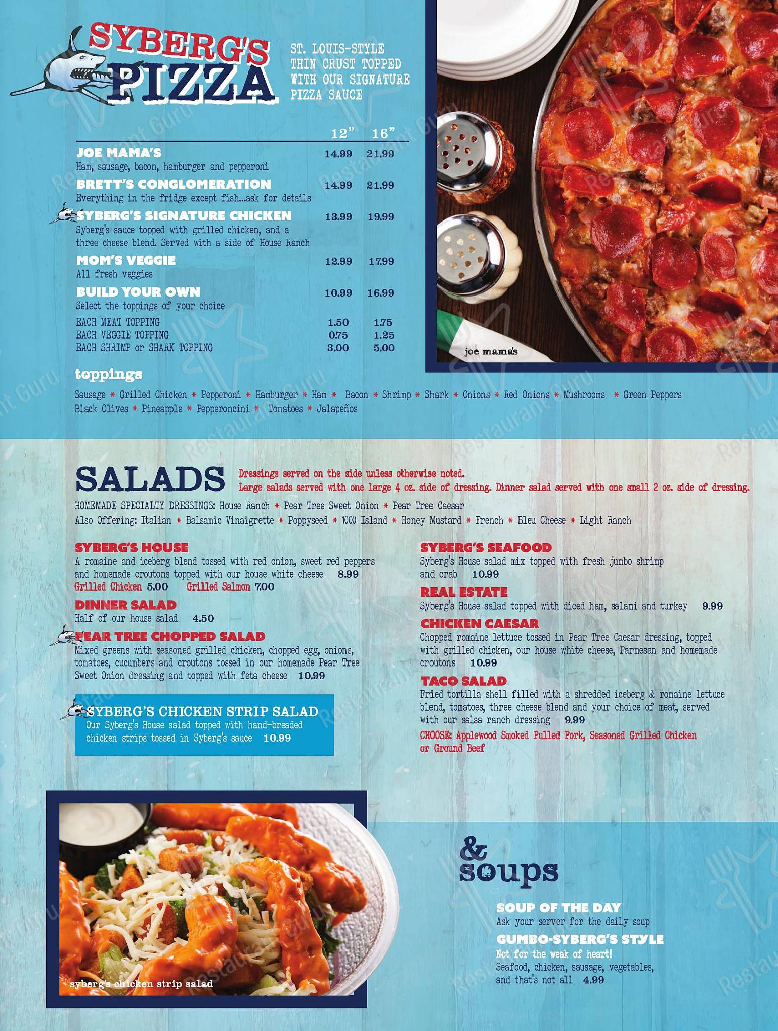 Menu at Syberg's On Market pub & bar, St. Louis, Market St
