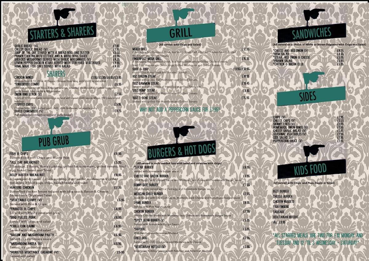 Menu at The Fingerpost pub & bar, Walsall
