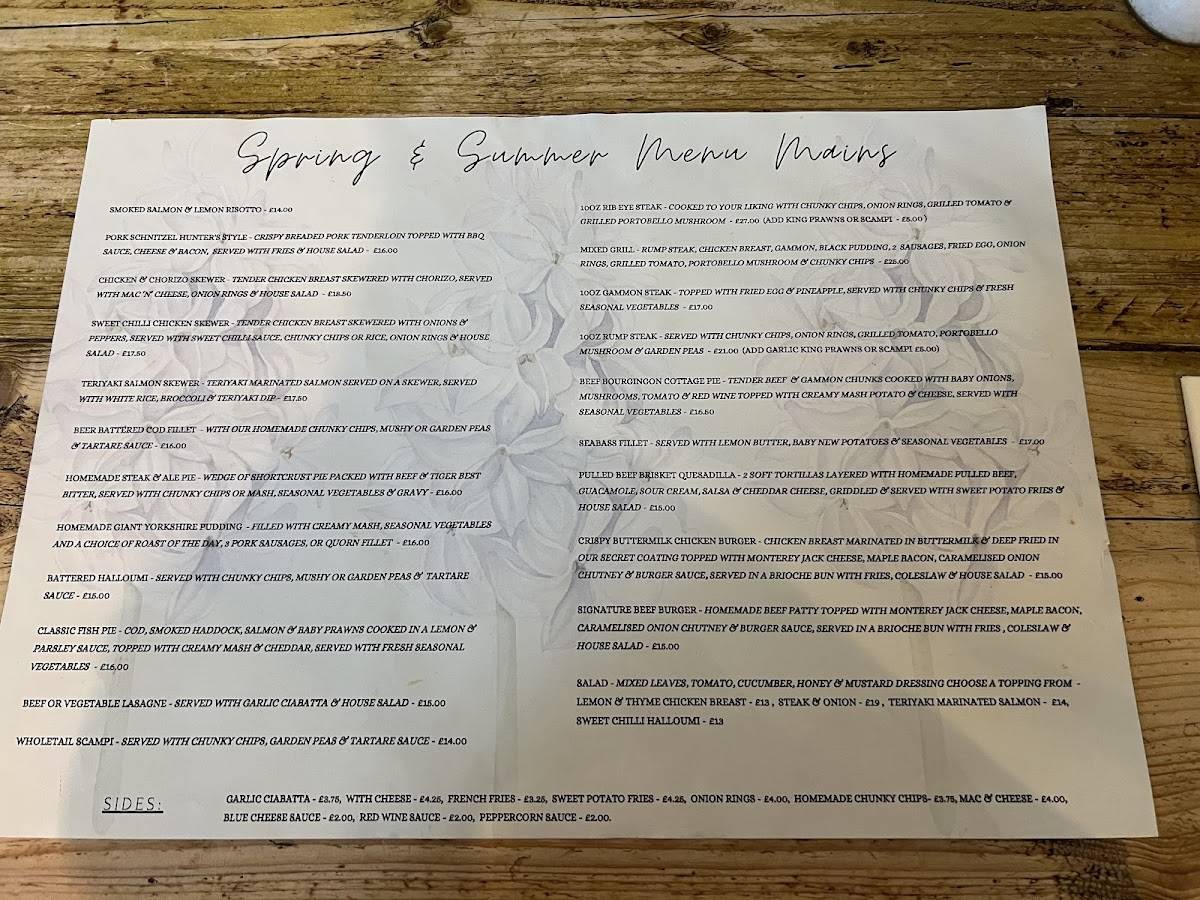 Menu at The Birch Tree pub & bar, Coalville
