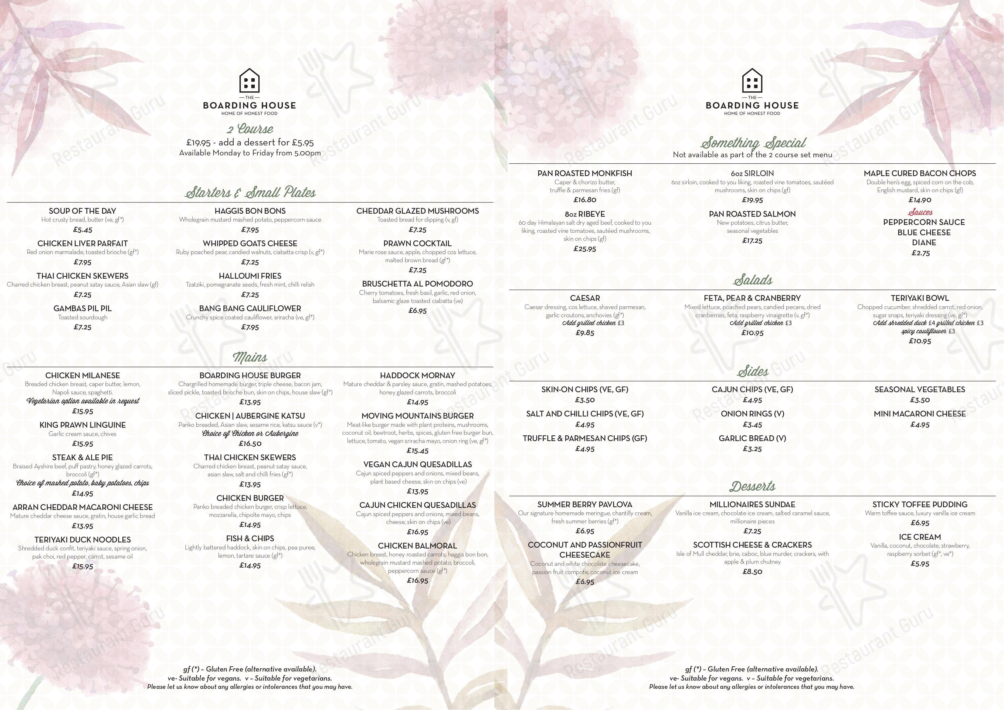 Menu at The Boarding House pub & bar, Howwood
