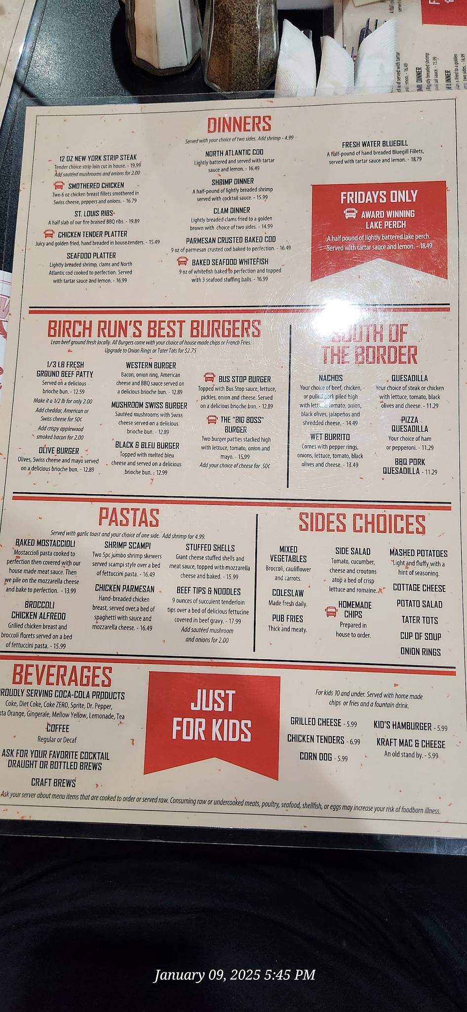 Menu at The Bus Stop Bar & Grille, Birch Run