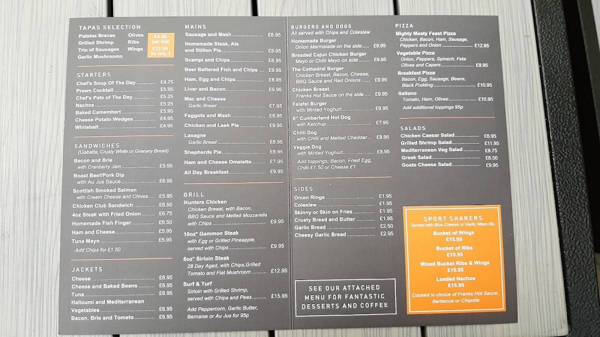 Menu at The Cathedral Hotel pub & bar, Salisbury