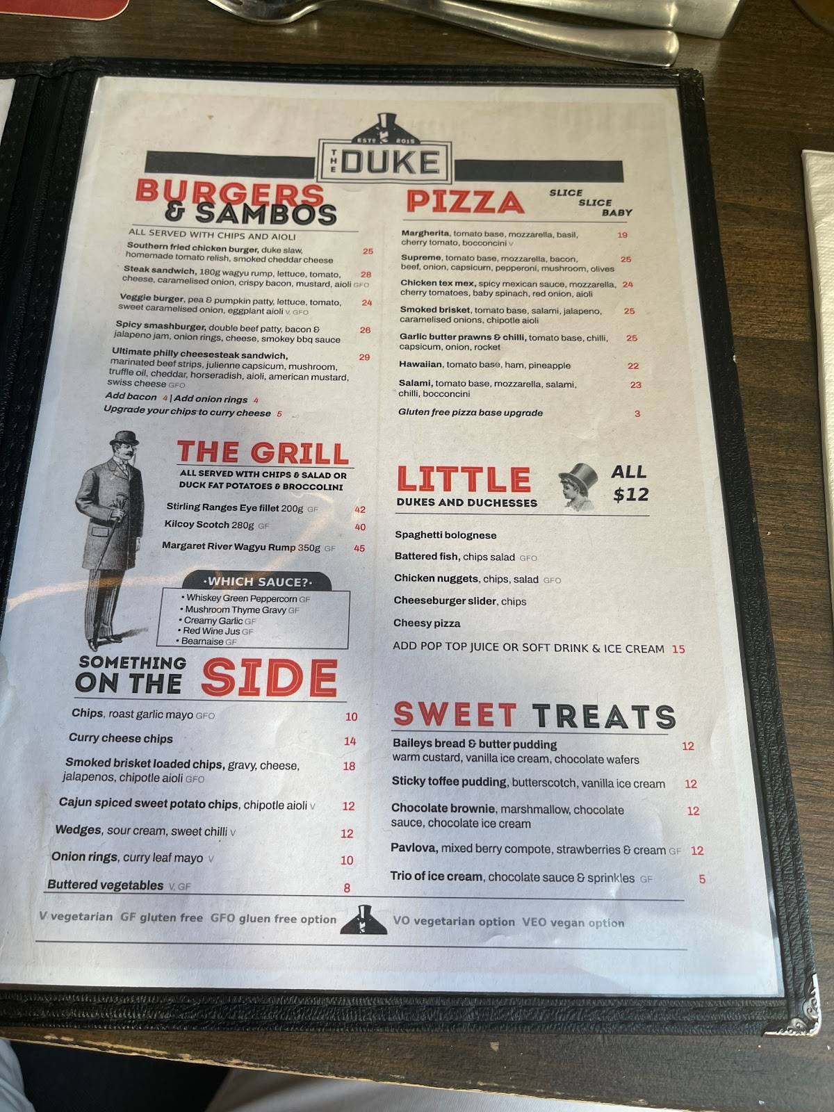 Menu at The Duke Bar and Bistro, Carramar