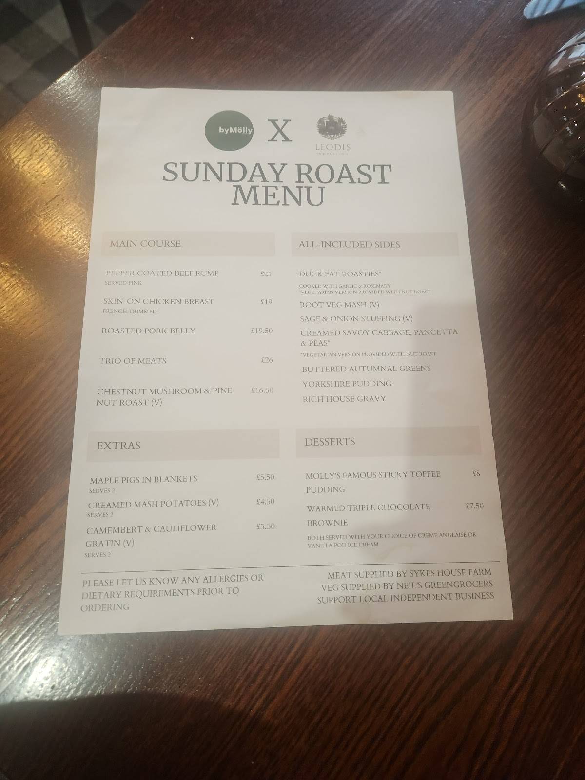 Menu at The Leodis pub & bar, Leeds