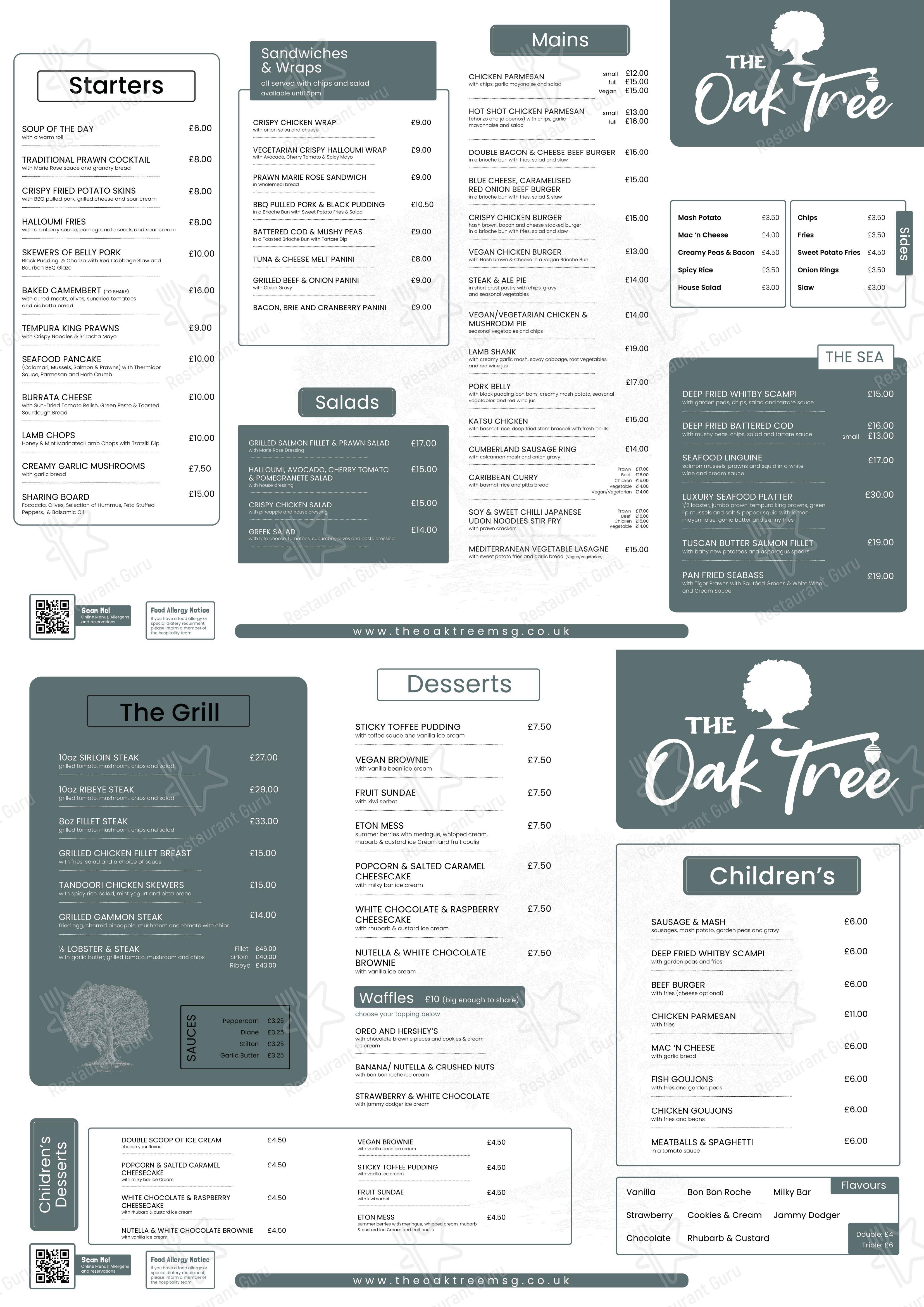 Menu at The Oak Tree Inn - Meze & Grill pub & bar, Middleton Saint ...