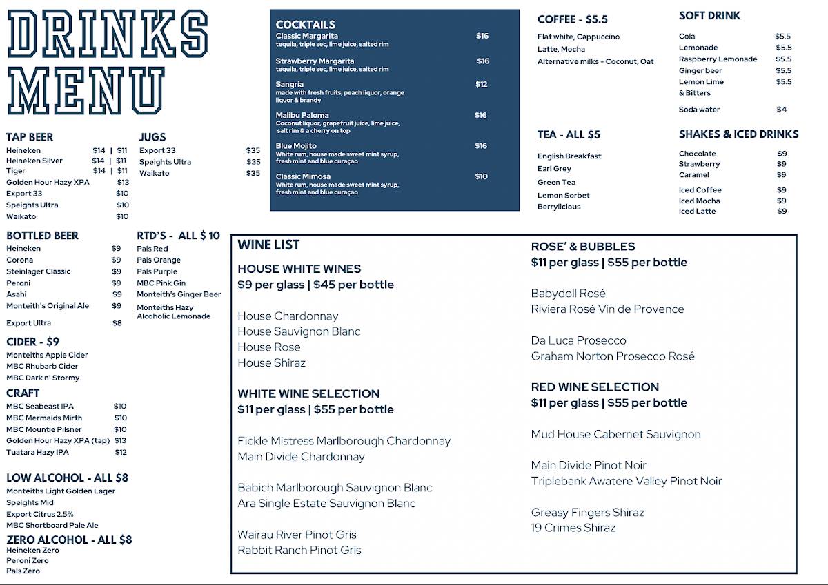 Menu at The Raft - Sports Cafe & Bar, Tauranga