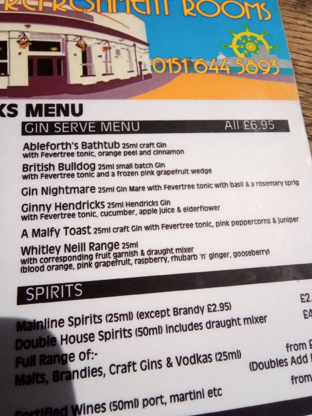 Menu at The Refreshment Rooms pub & bar, Birkenhead