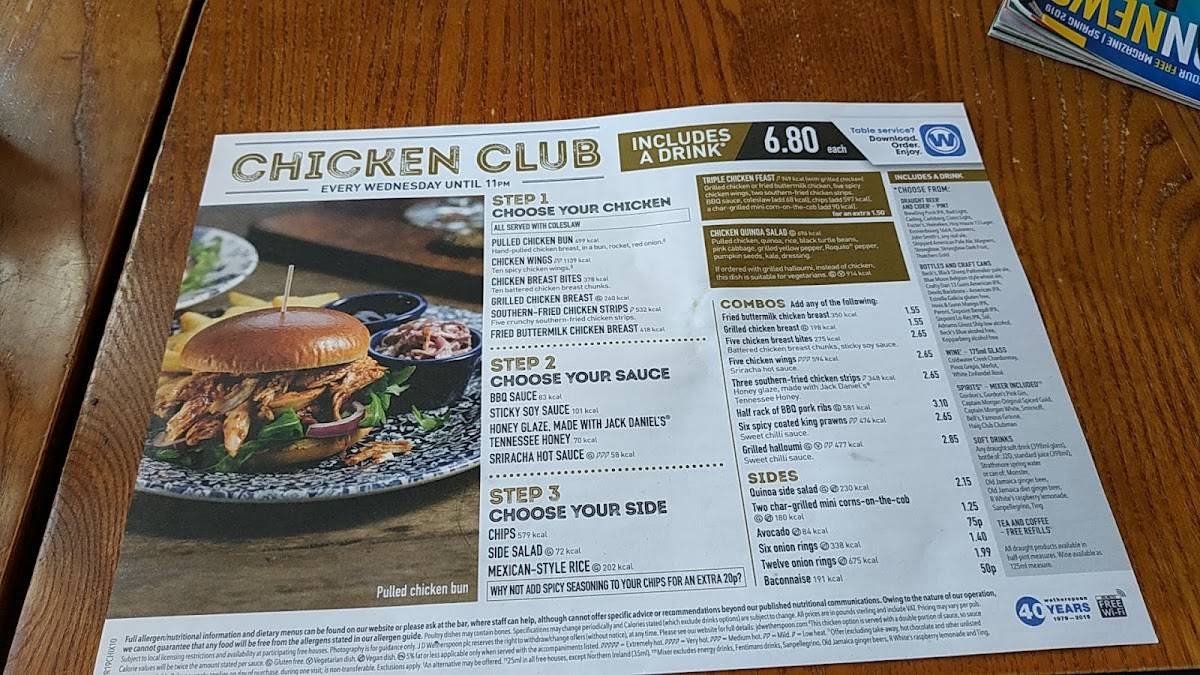 Menu at The Saracens Head Inn - JD Wetherspoon pub & bar, Daventry