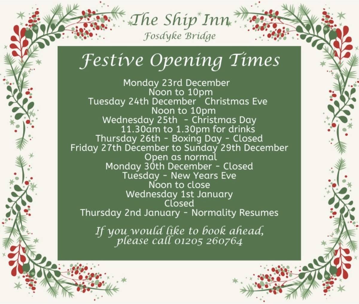 Menu at The Ship Inn - Fosdyke Bridge pub & bar, Kirton