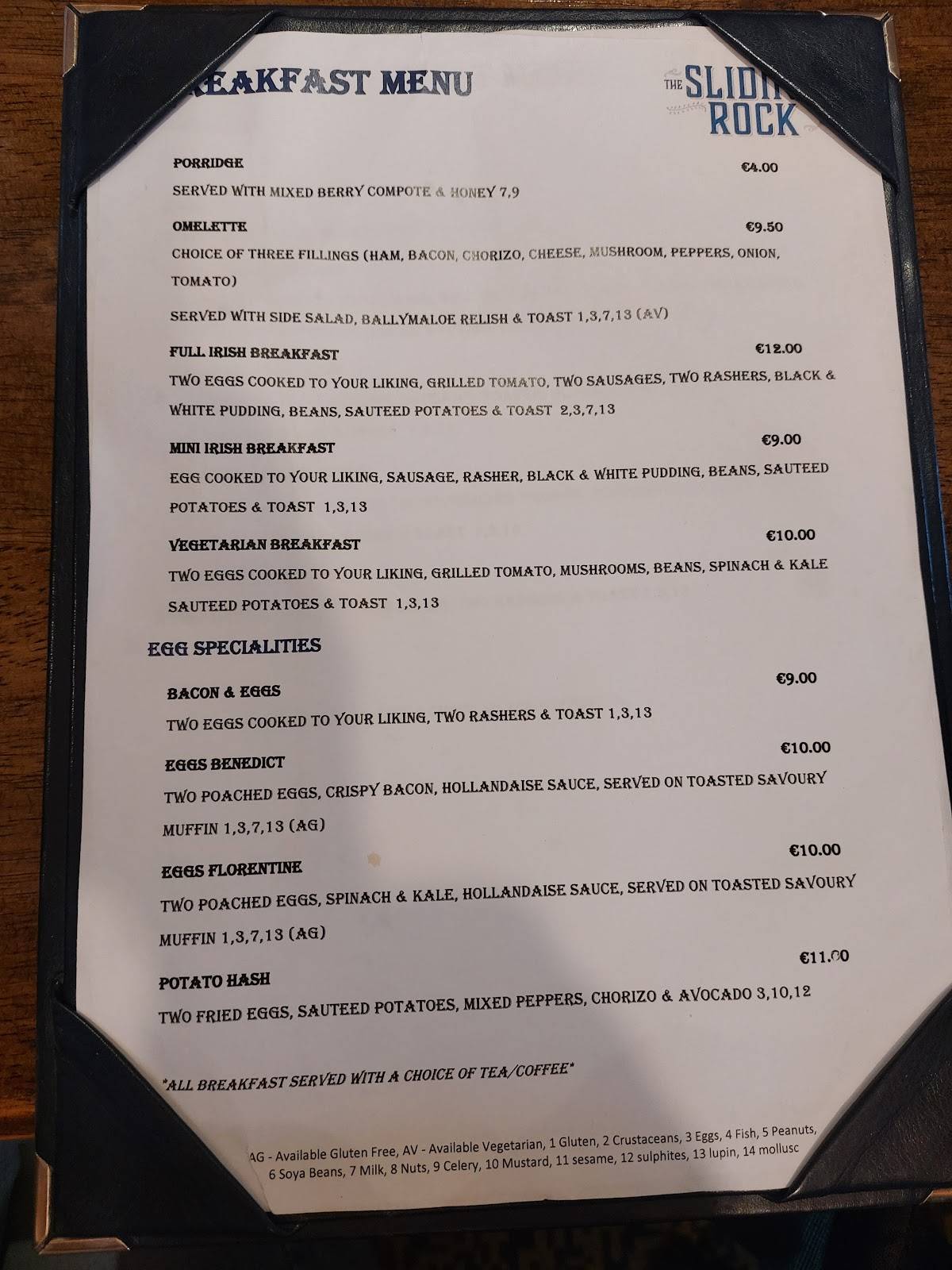 Menu at The Sliding Rock pub & bar, Galway