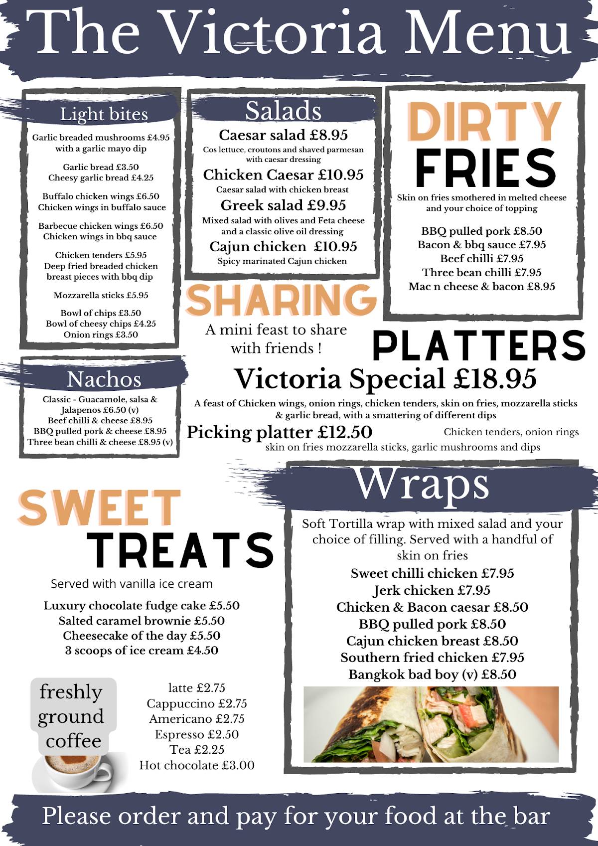 Menu at The Victoria pub & bar, Reading