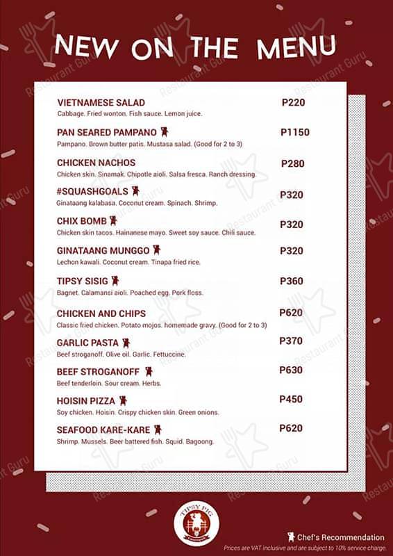 Menu at Tipsy Pig Gastropub, Quezon City