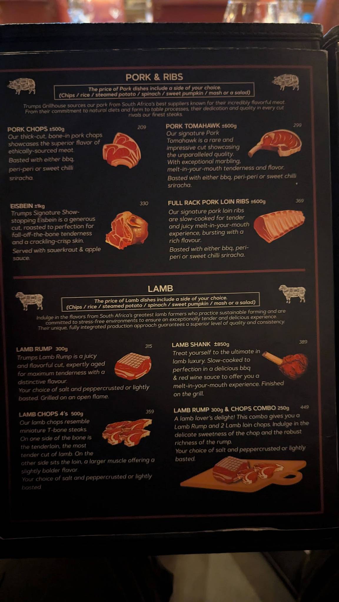 Menu at Trumps Grillhouse and Butchery pub & bar, Sandton