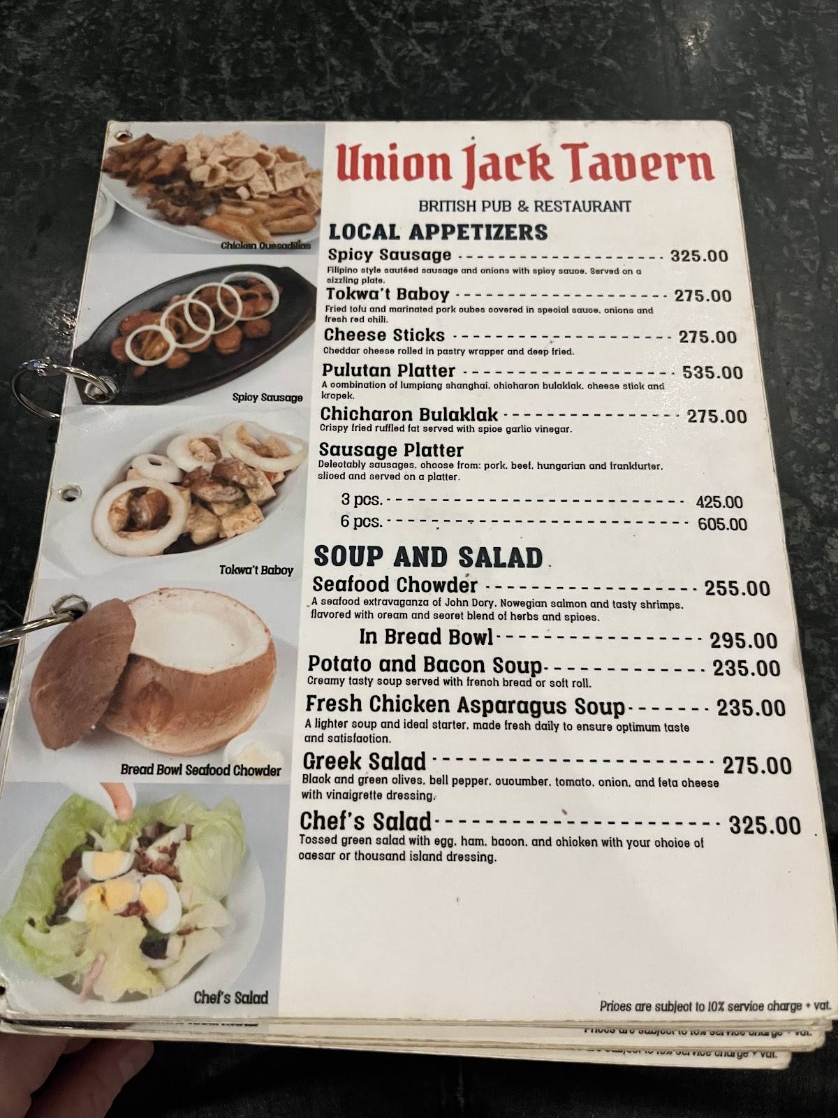Menu at Union Jack Tavern - Makati pub & bar, Makati