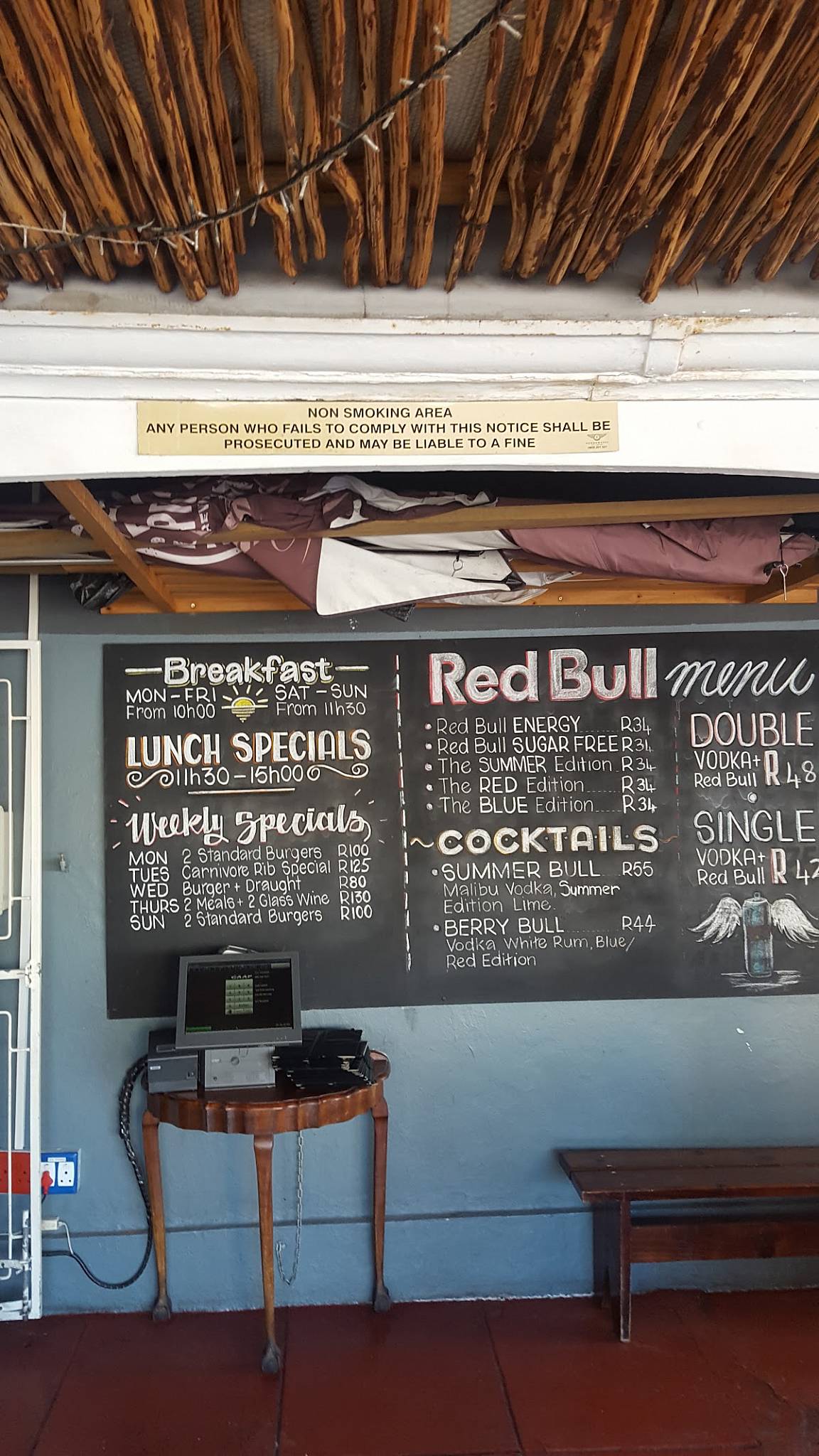 Menu at Van Hunks pub & bar, Cape Town