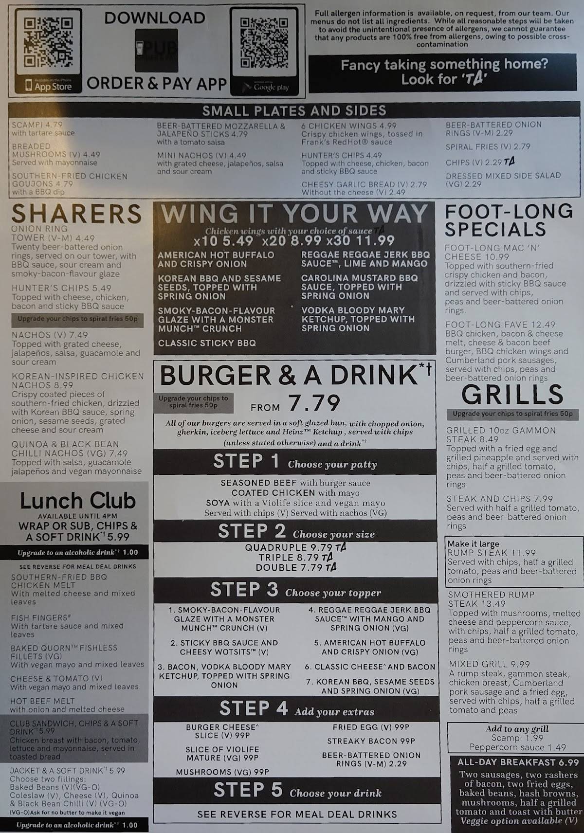Menu at White Horse pub & bar, Aberystwyth