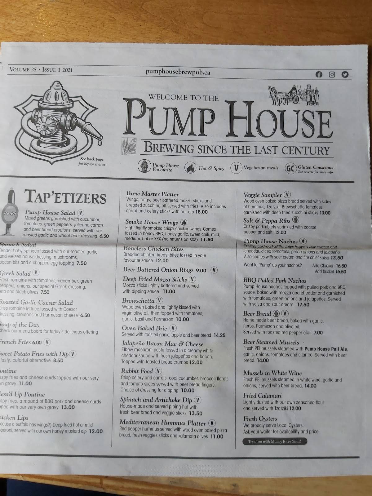 Menu at Pump House - Brewpub & Restaurant, Moncton