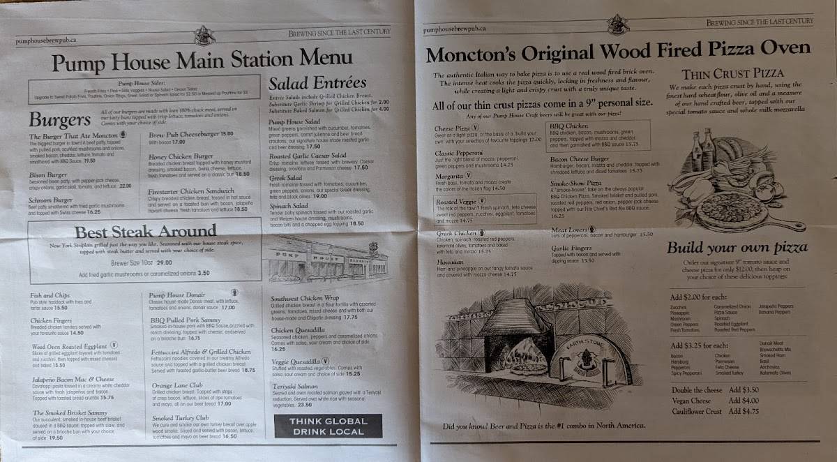 Menu at Pump House - Brewpub & Restaurant, Moncton