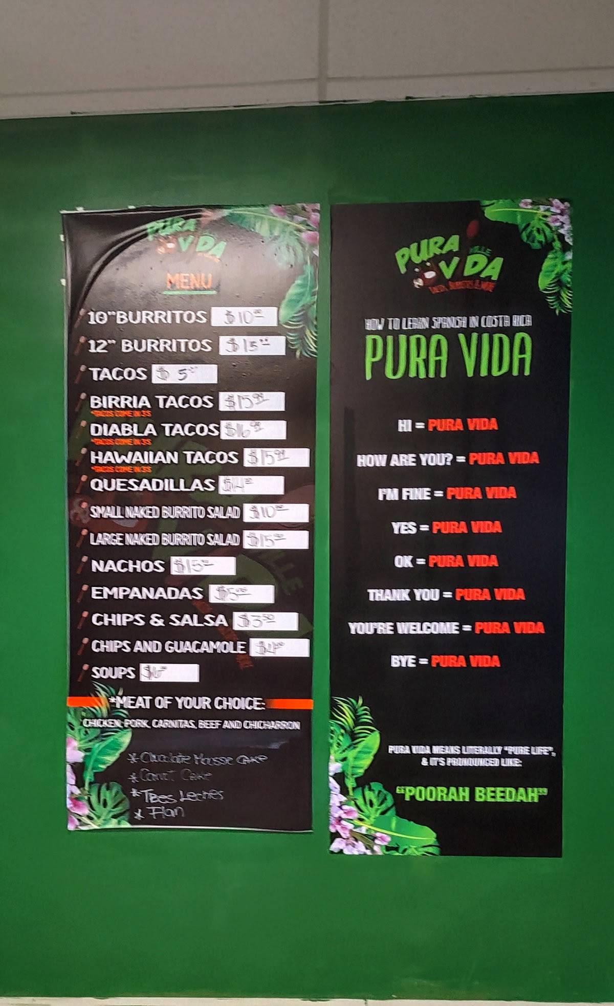 Menu at Pura Vida Ville restaurant, Rochester, 2115 Buffalo Rd