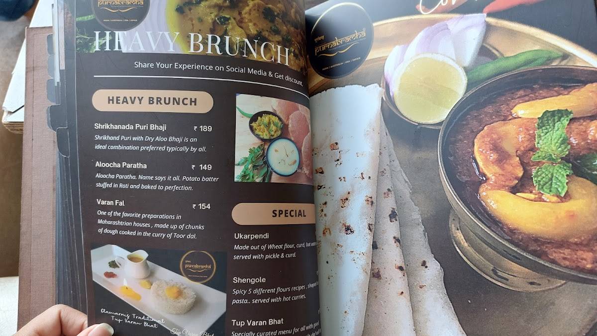 Menu at Purnabramha, Pune, Stellar Spaces