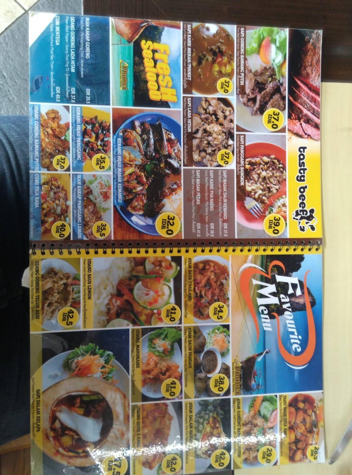 Menu at Phuket restaurant, Purwokerto