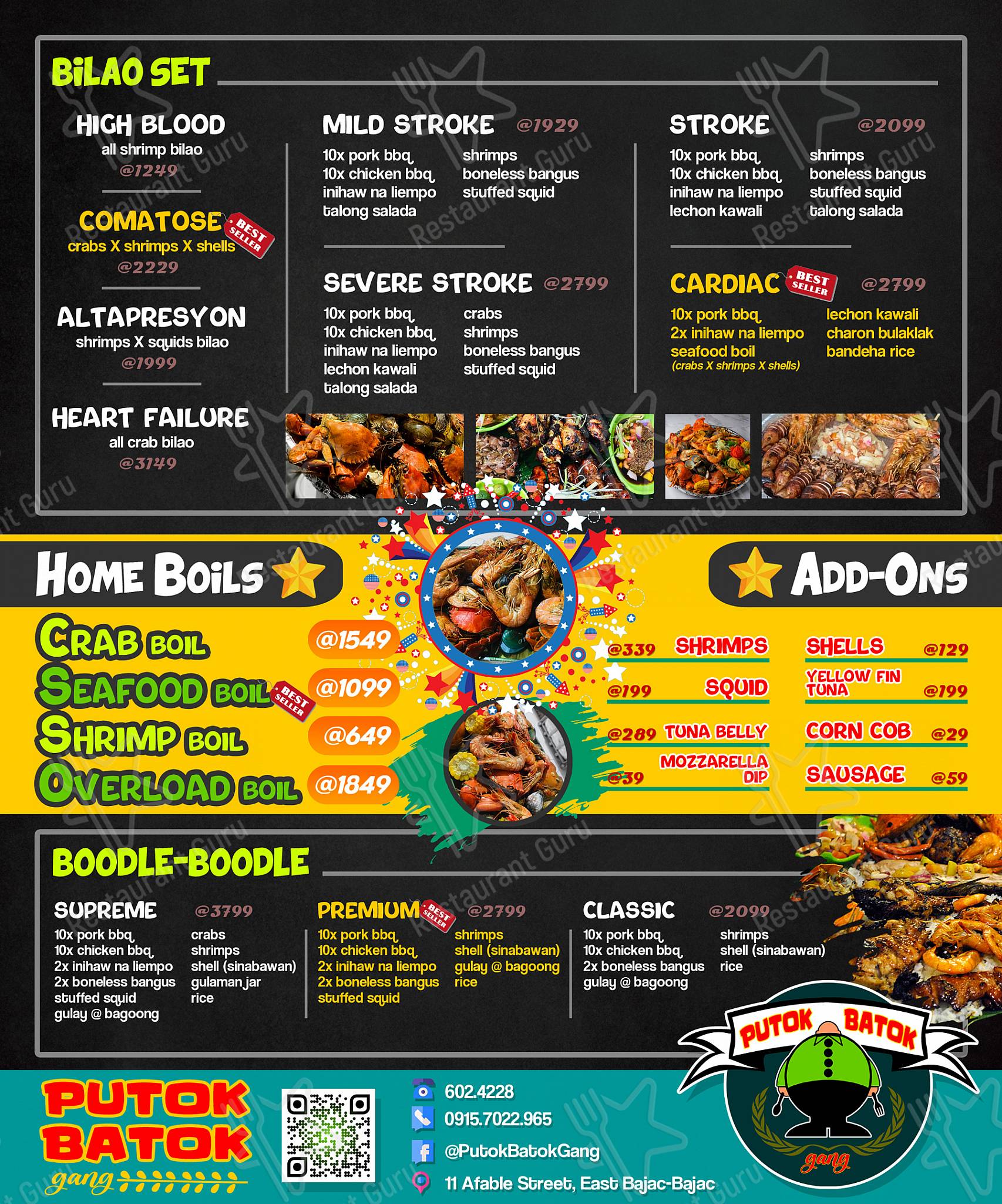 Menu at Putok Batok Gang restaurant, Olongapo, 11 Afable Street