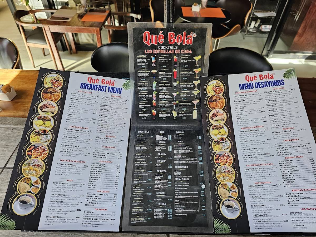 Menu at Qué Bolá Puerto Vallarta restaurant, Puerto Vallarta