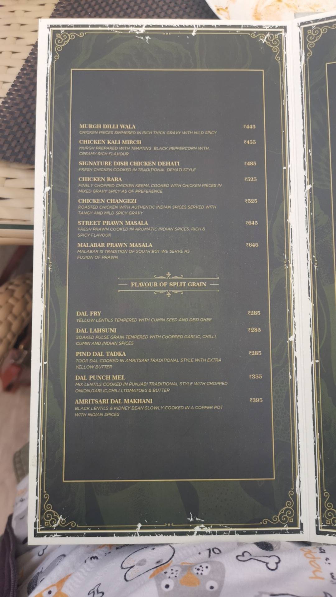 Menu at Queen's Pod, Gangtok