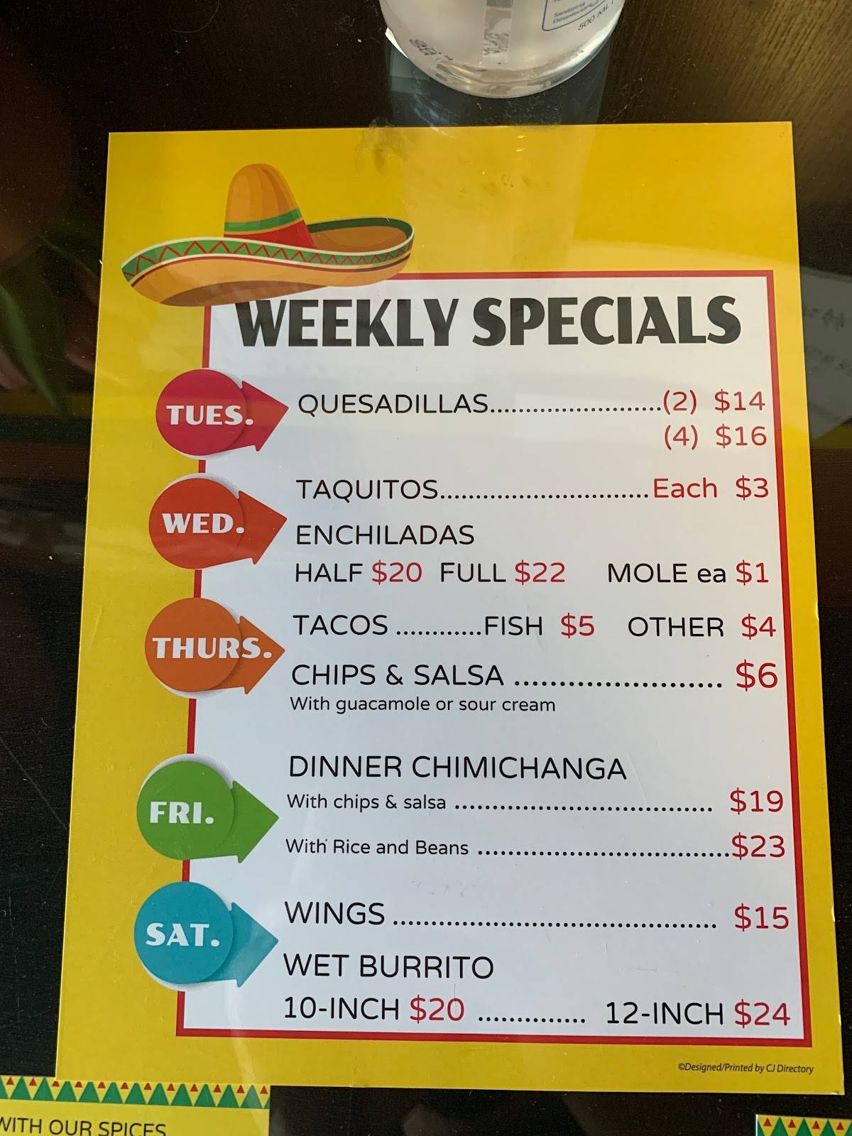 Menu at Chicanos Mexican Restaurante, Quesnel