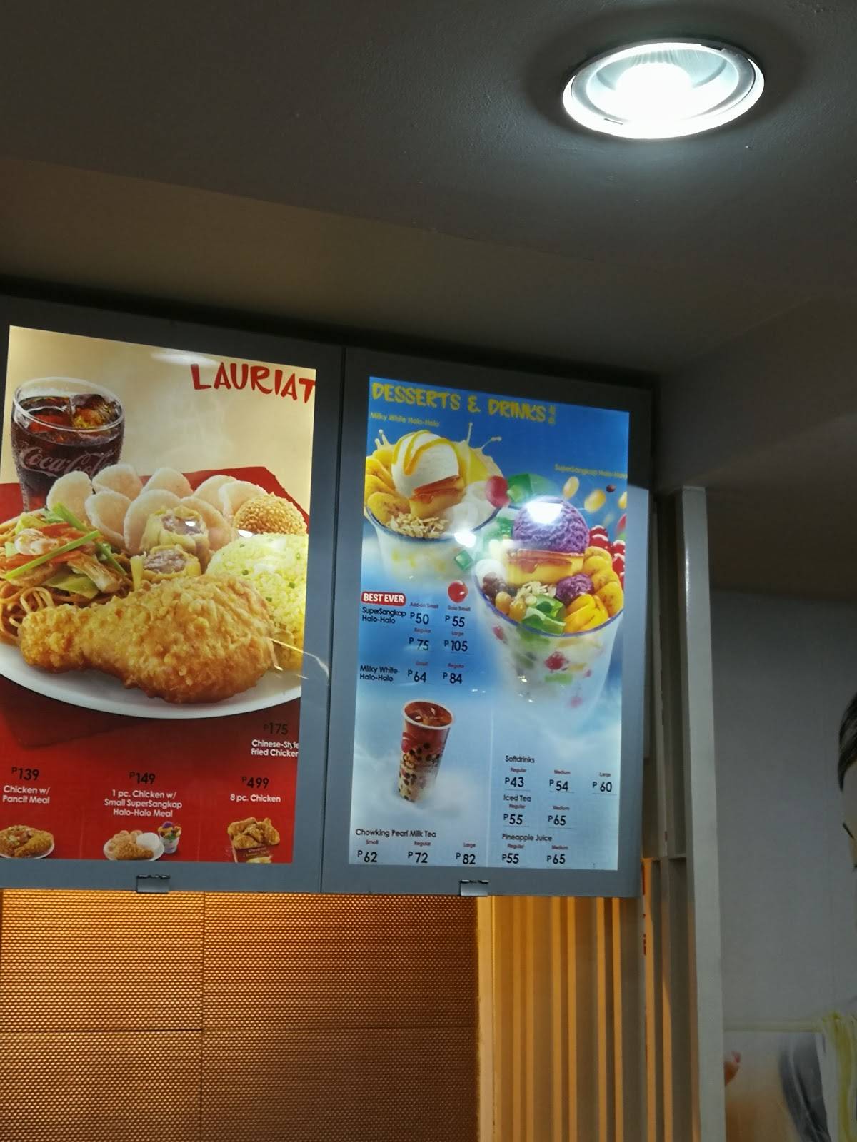 Menu at Chowking fast food, Quezon City, 35 North Ave